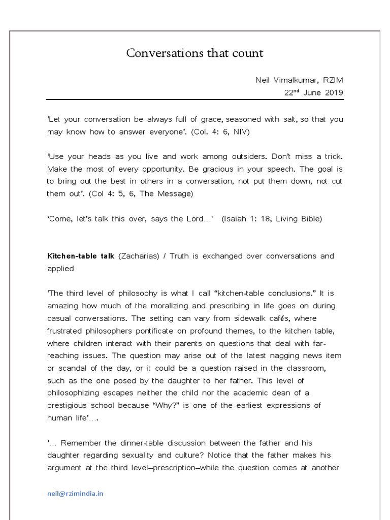 Conversations That Count | PDF | Question | Christian Apologetics