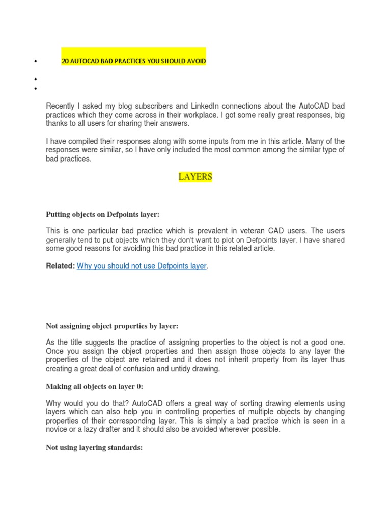Autocad Bad Practices | PDF | Command Line Interface | Array Data Structure