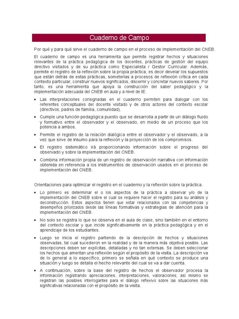 Cuaderno de Campo 2019 | PDF | Maestros | Aprendizaje