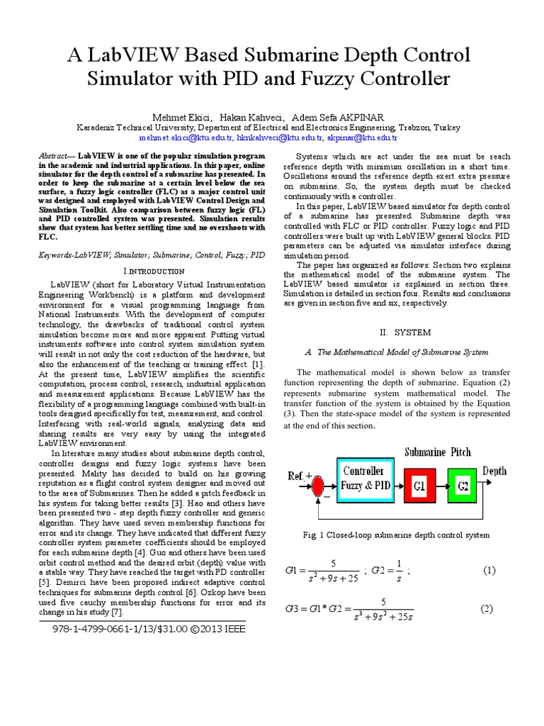 A LabVIEW Based Submarine Depth Control | PDF | Control Theory | Control System