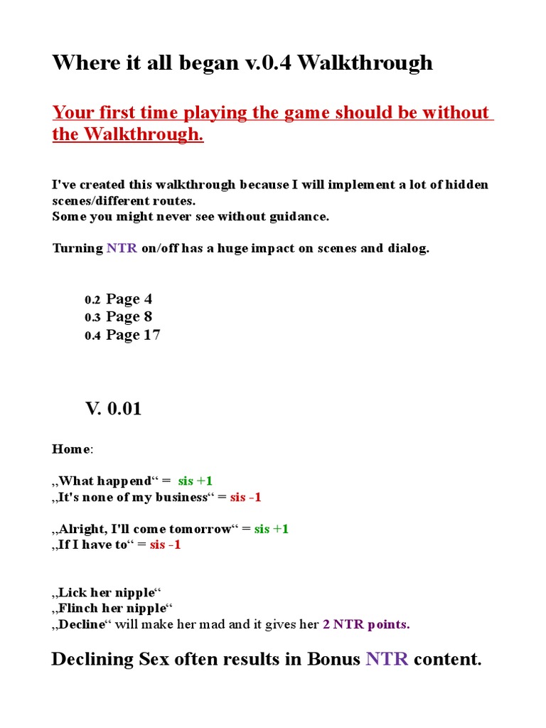 WIAB Walkthrough 0.4 | PDF | Human Reproduction