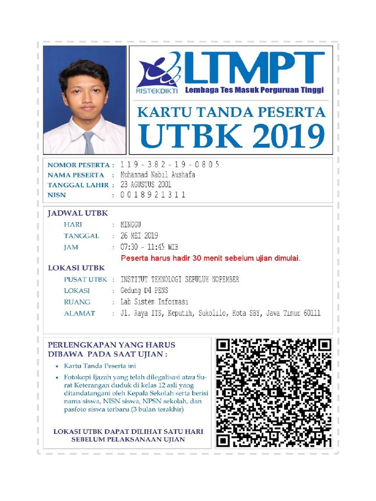 Kartu Peserta UTBK Gel. 1 | PDF