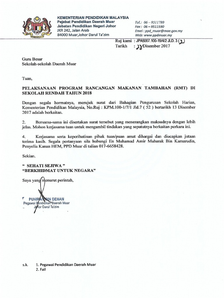 Pelaksanaan Program RMT Di Sekolah Rendah Tahun 2018 PDF | PDF
