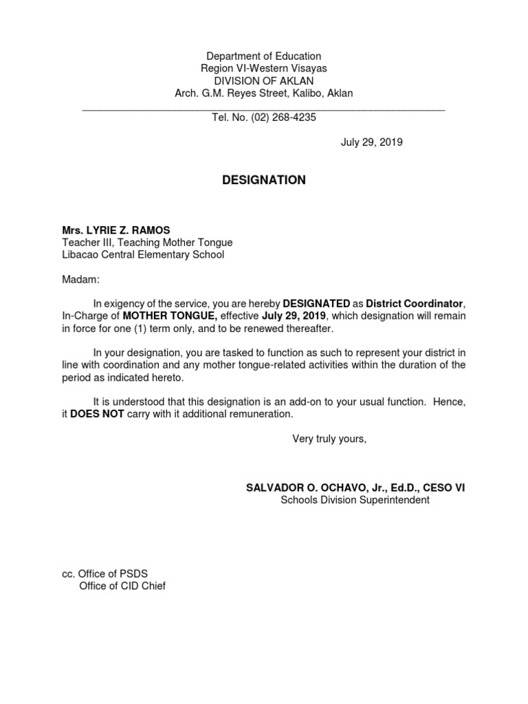 Designation: Mrs. Lyrie Z. Ramos | PDF