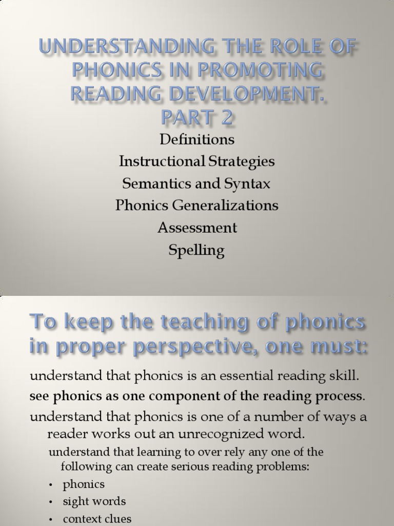 Definitions Instructional Strategies Semantics and Syntax Phonics ...