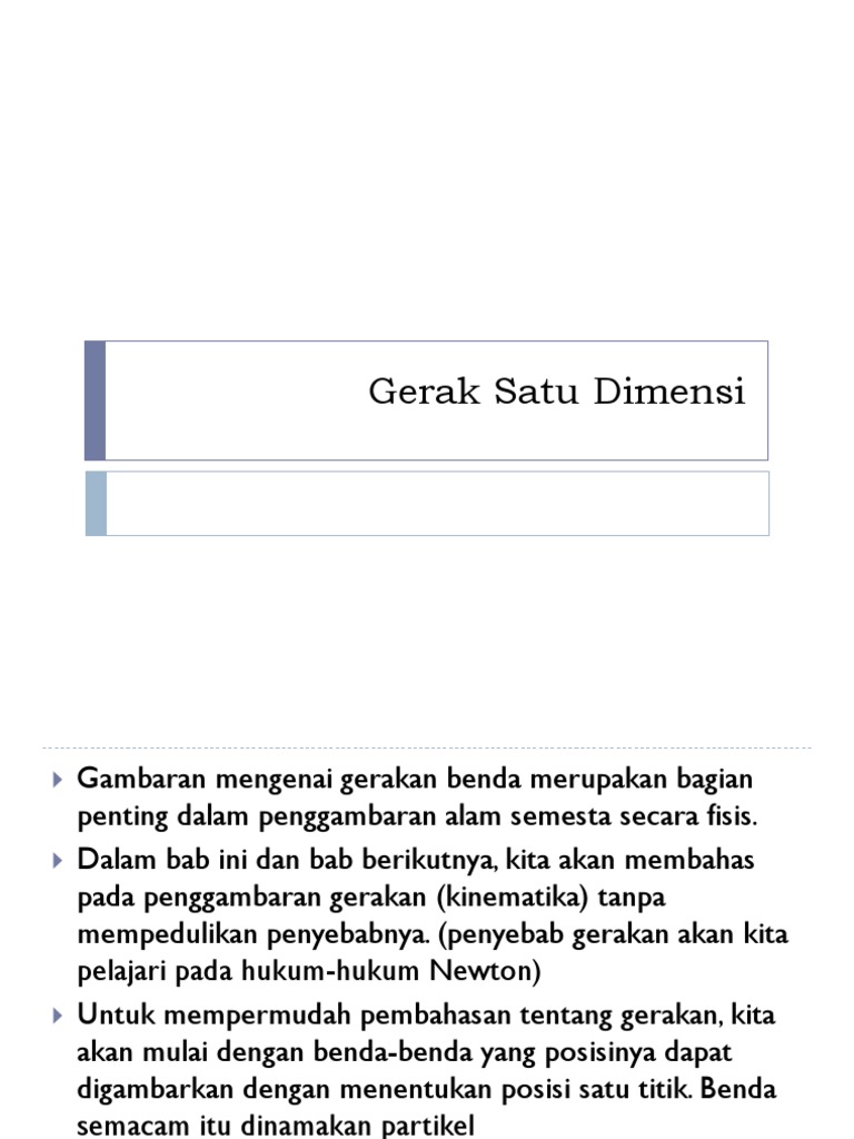 Kinematika Gerak Satu Dimensi | PDF