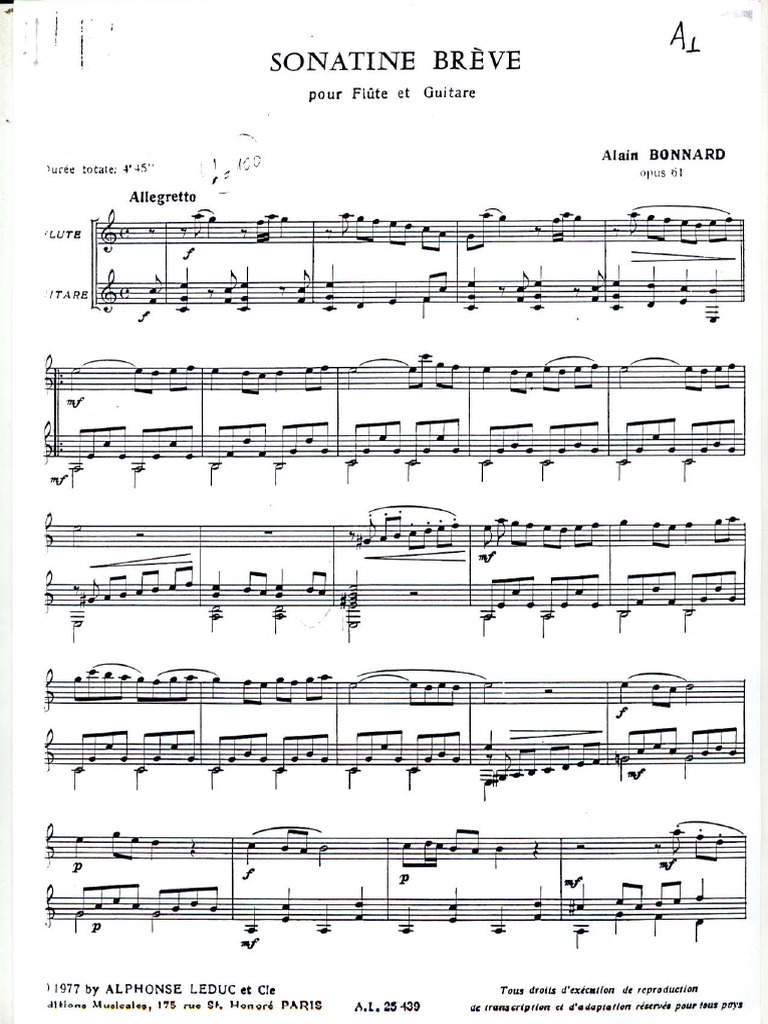 Bonnard Alain Sonatine Breve Flute Guitar PDF | PDF