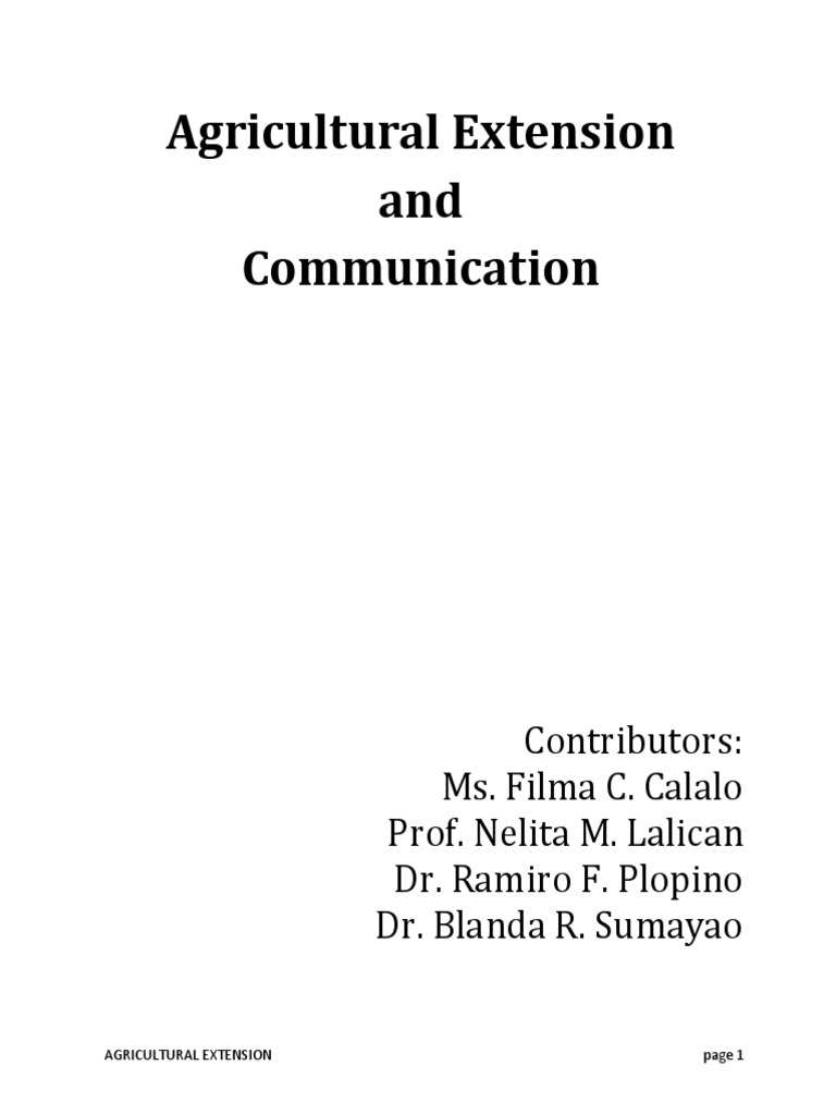 Agricultural Extension and Communication Principles | PDF | Nonverbal ...