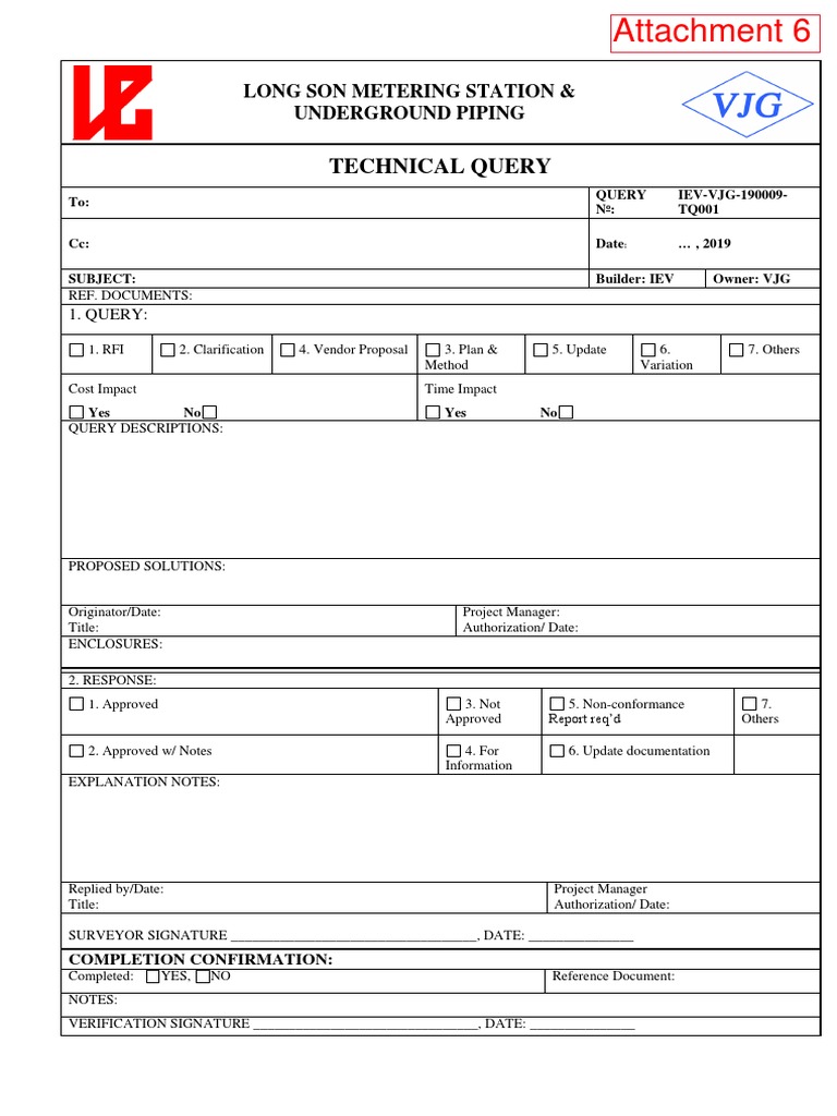 Attachment 6 - Technical Query Form | PDF