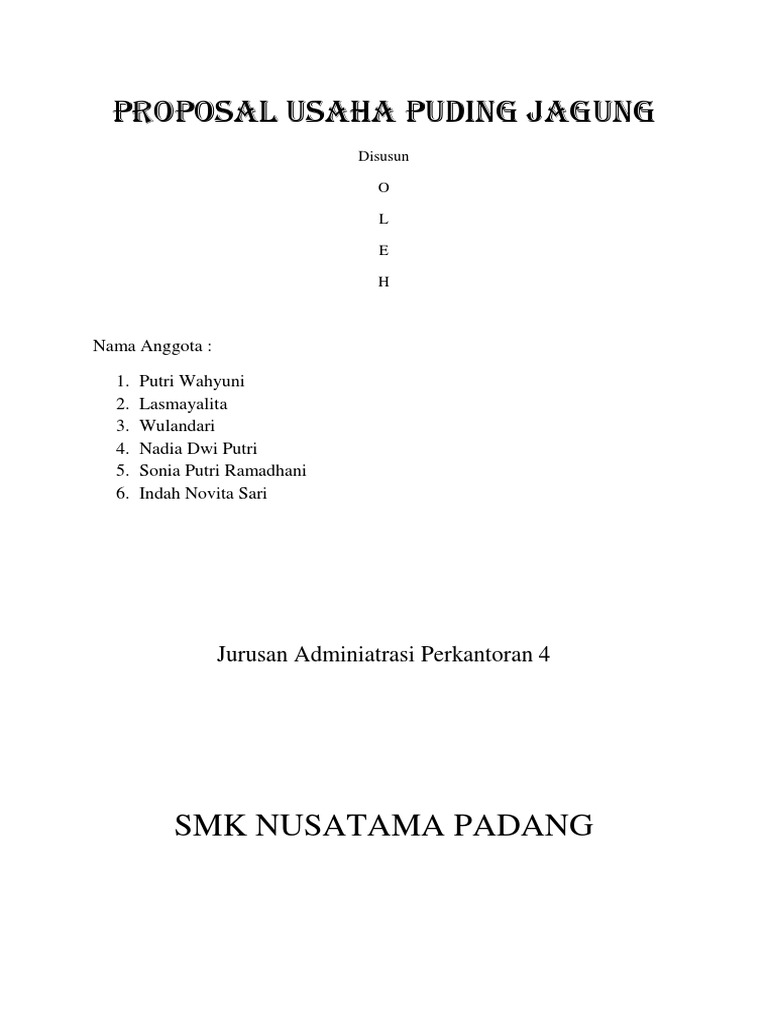 Contoh Proposal Usaha Puding Jagung | PDF
