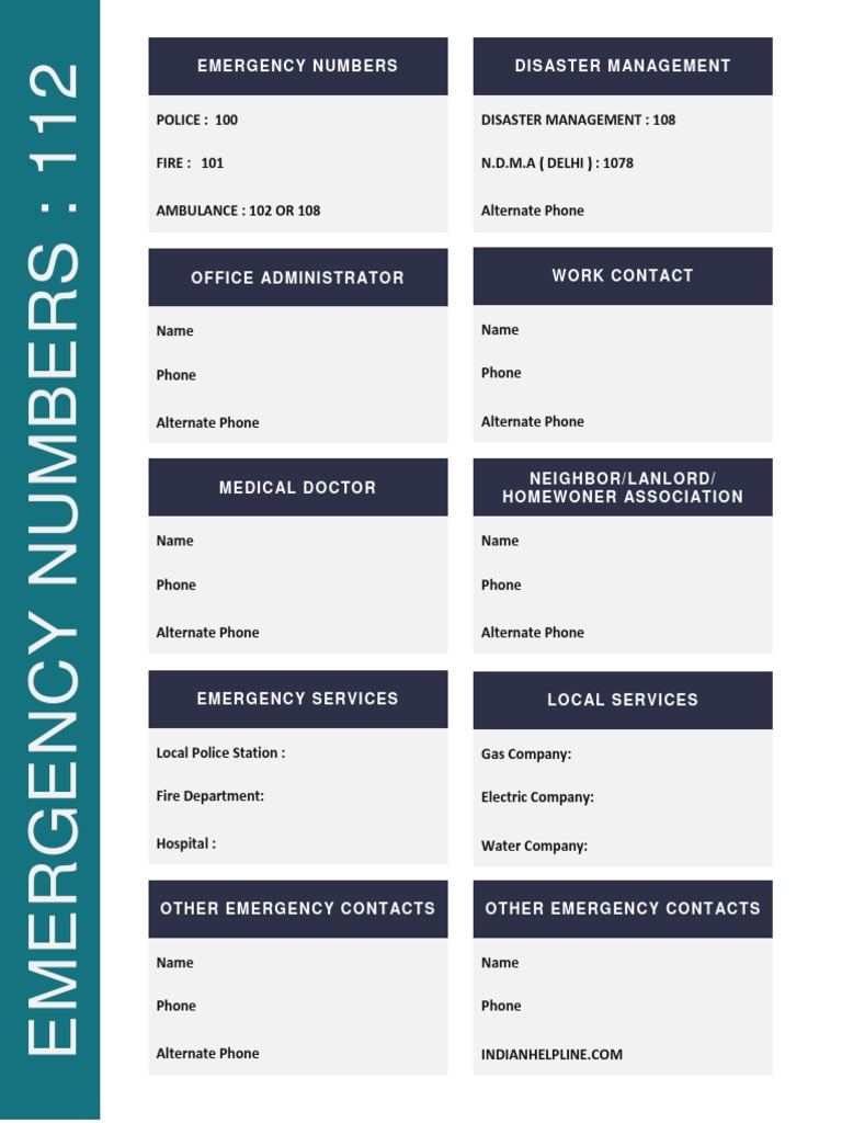 Emerge Ncy Numbers Disastermanagement | PDF | Risk Management ...