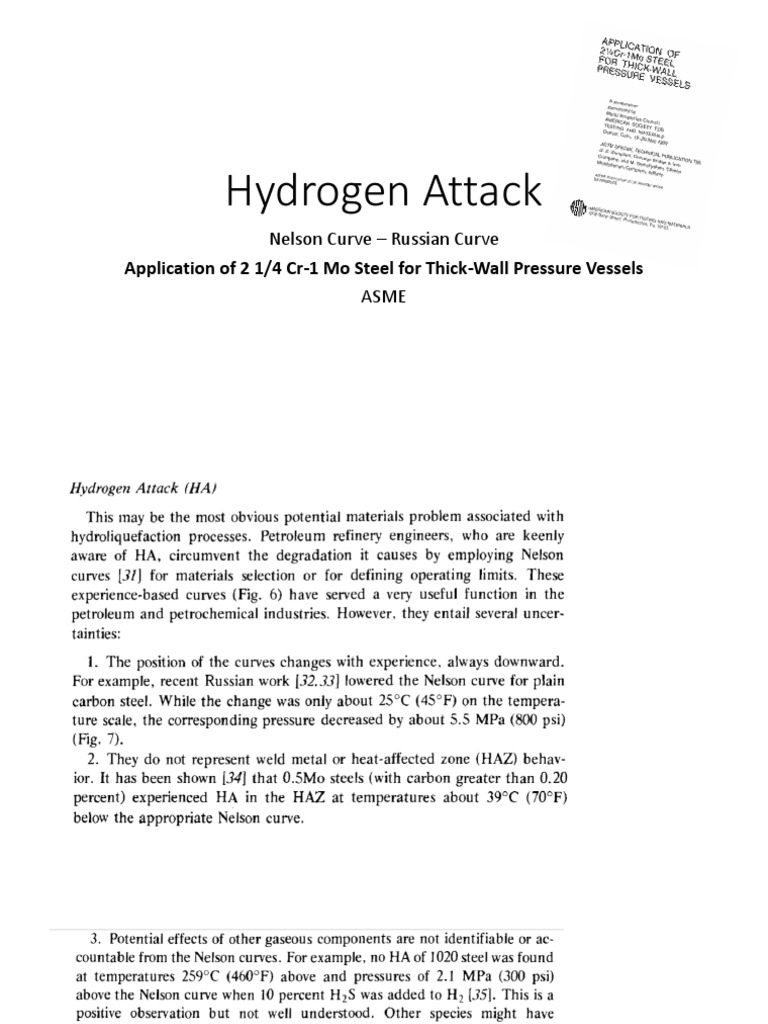 Hydrogen Attack ASME Nelson Curve Vs Russian Curve | PDF | Industrial ...