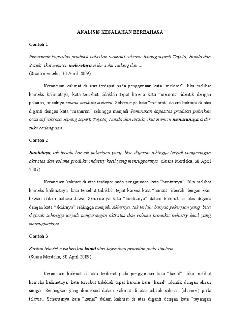 Analisis Kesalahan Berbahasa | PDF
