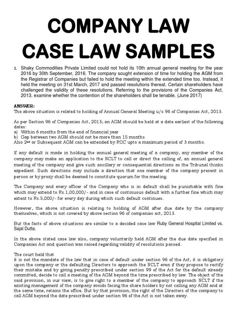 2 Sample Case Laws of Company Law-Executive-Regular | PDF | Chief ...