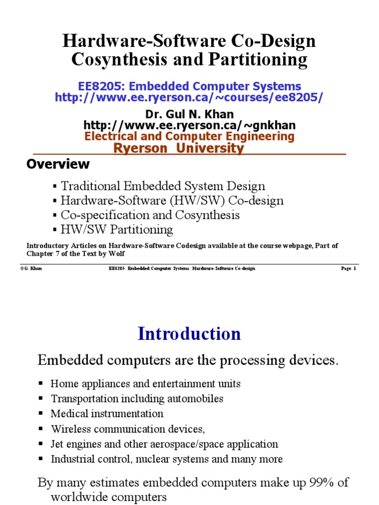 Hardware Software Codesign | PDF | Embedded System | System