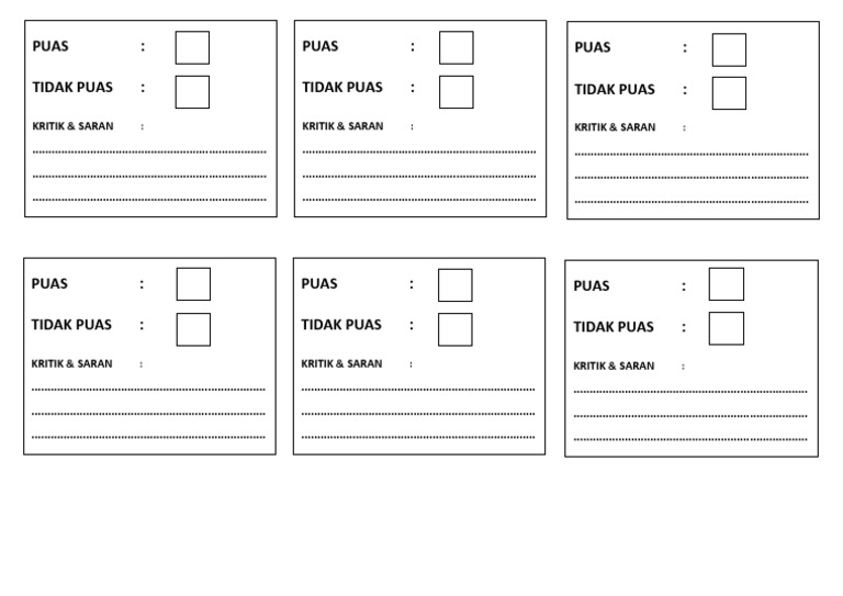 Form Kotak Saran Puas Atau TDK Puas | PDF