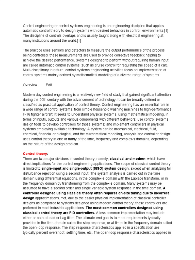Control System Notes | PDF | Control Engineering | Control Theory