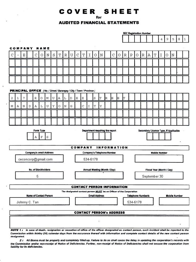 AFS Cover Sheet | PDF