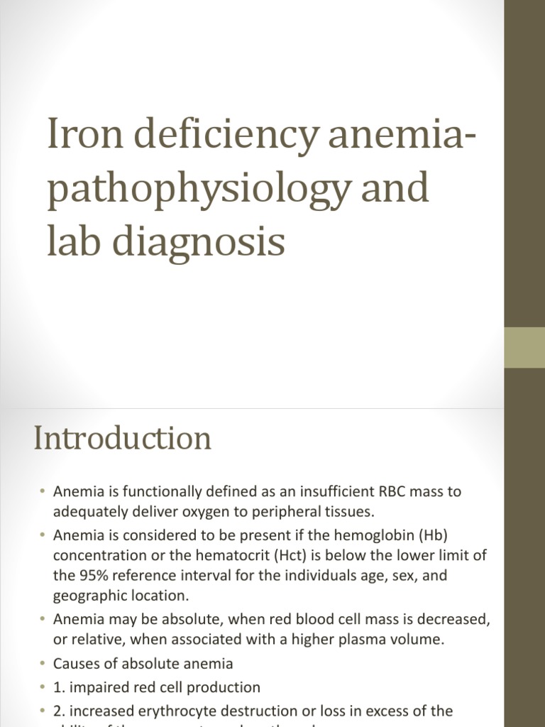 Iron Deficiency Anemia-Pathophysiology and Lab Diagnosis | PDF | Anemia ...
