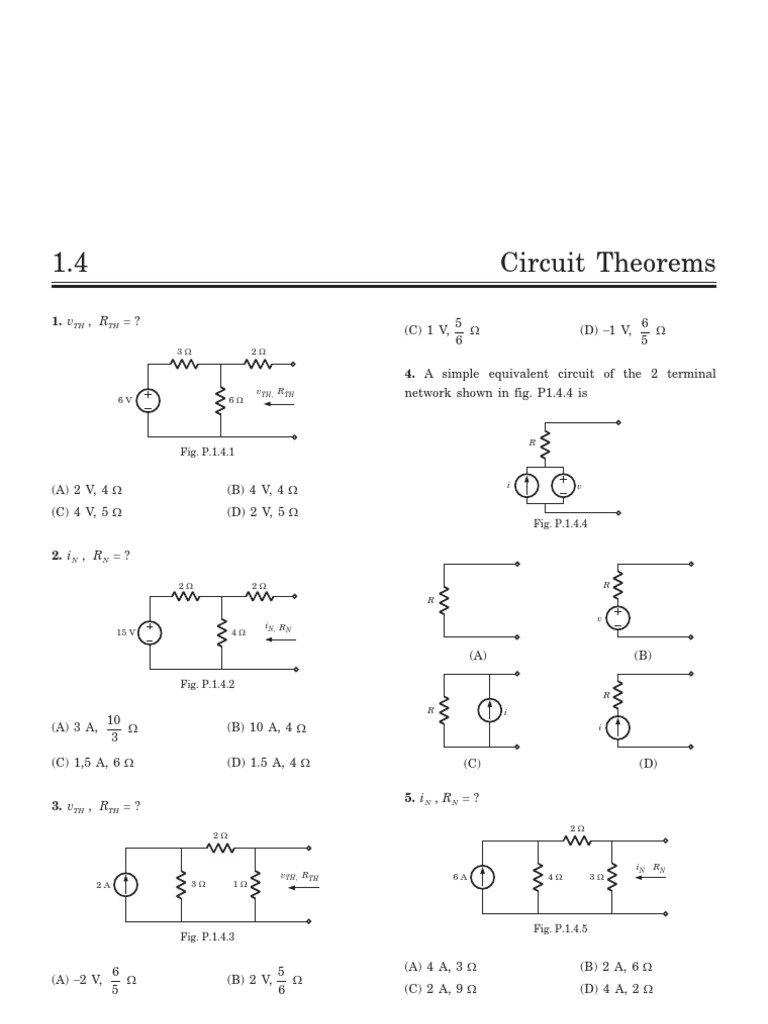 Circuit Theorems Q&A Guide | PDF | Electrical Resistance And ...