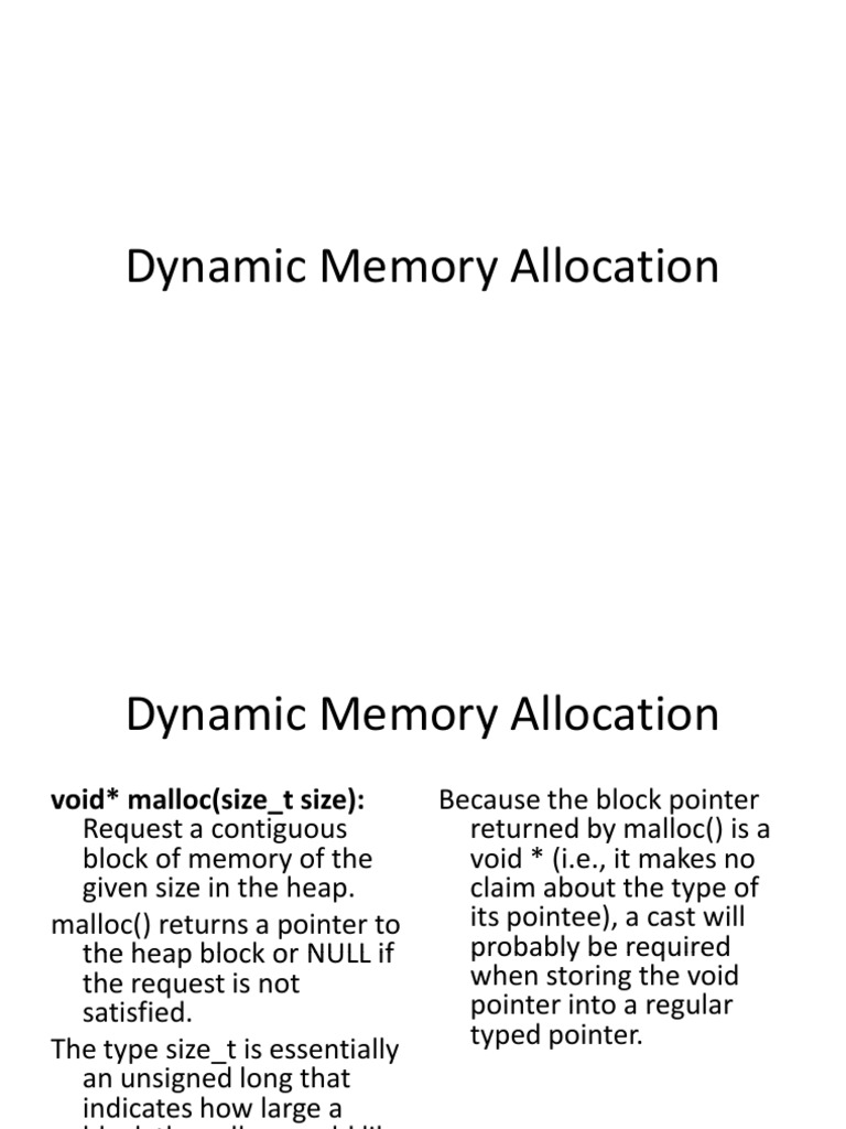 Dynamic Memory Allocation | PDF | Pointer (Computer Programming) | Computer Architecture