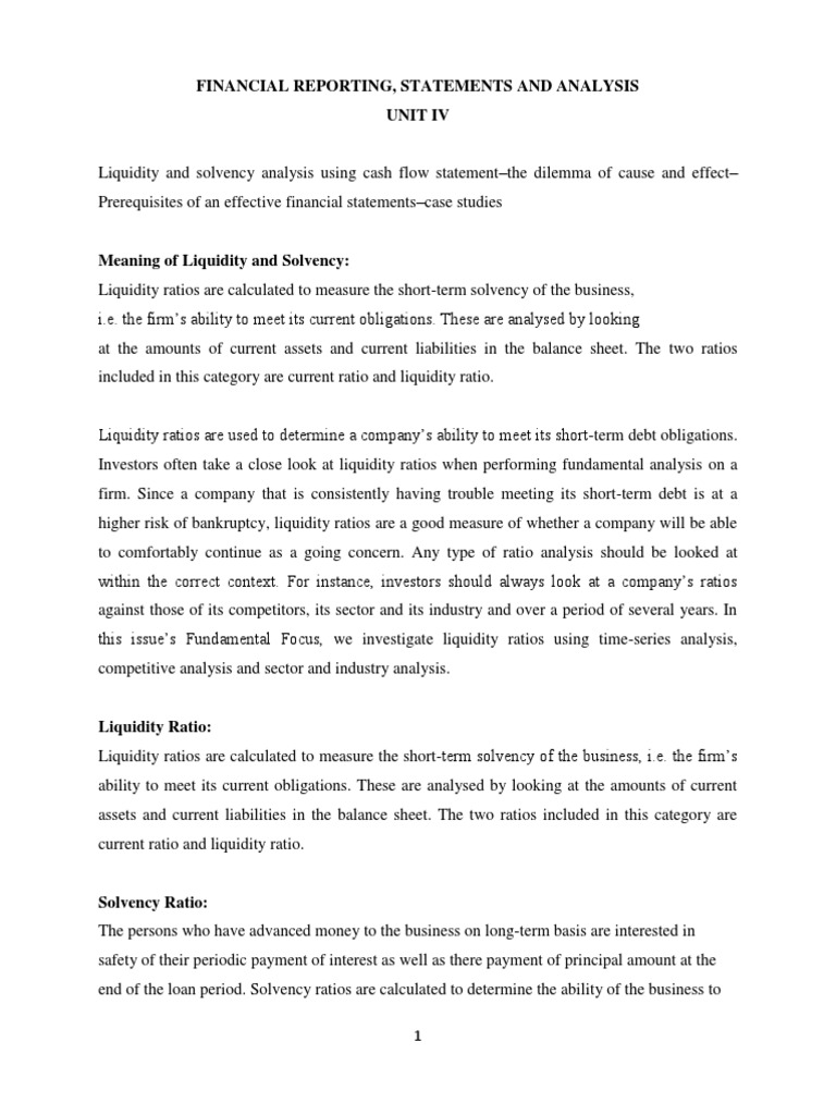 Financial Reporting, Statements and Analysis | PDF | Cash Flow ...