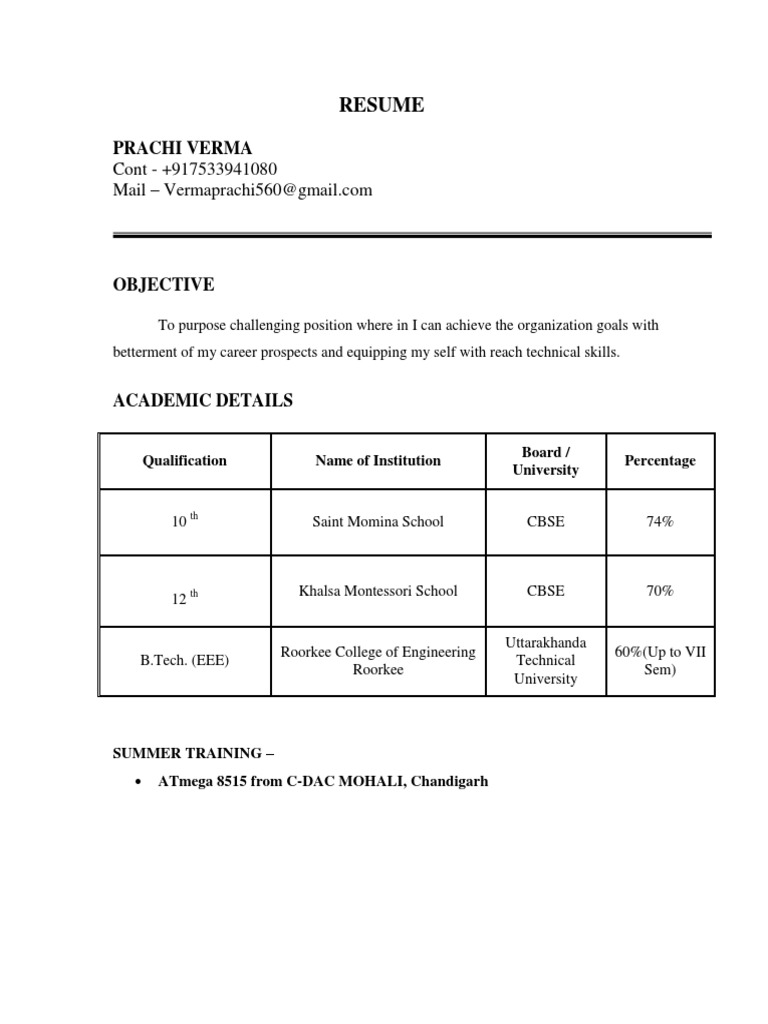 Prachi Verma Resume | PDF