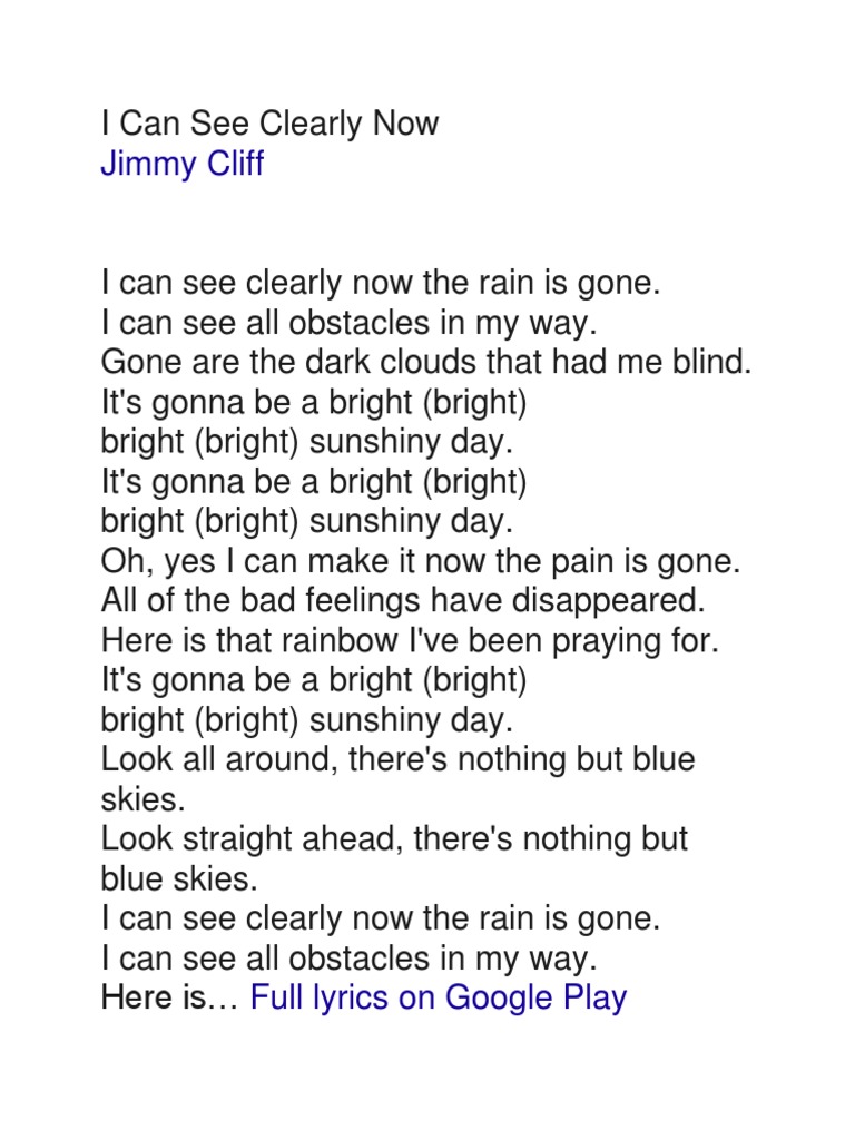 I Can See Clearly Now | PDF