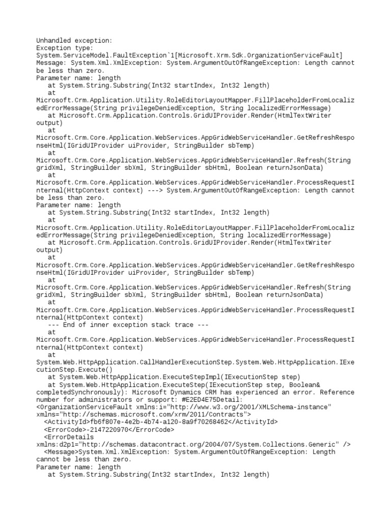 CRM ArgumentOutOfRangeException Error | PDF | String (Computer Science ...