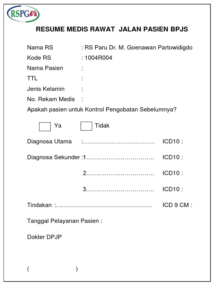 Resume Medis Rawat Jalan Pasien Bpjs | PDF