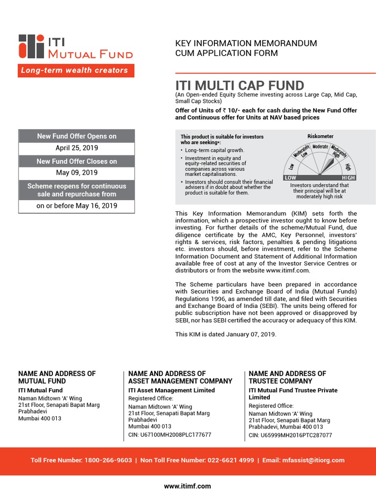 ITI Multicap Fund KIM | PDF | Securities (Finance) | Derivative (Finance)