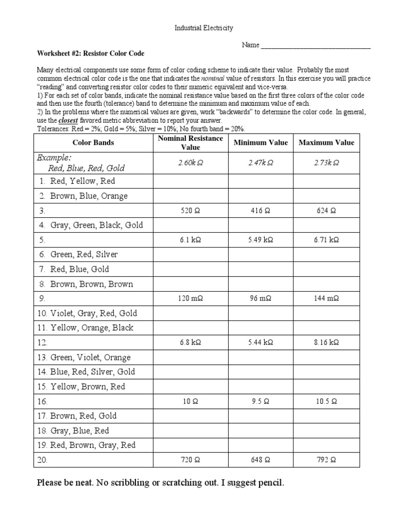 Example: Red, Blue, Red, Gold: Color Bands Nominal Resistance Value ...