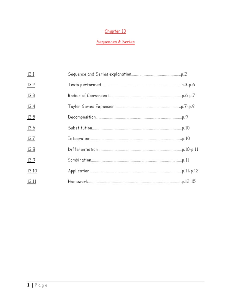 Chapter 13 Sequence And Series PDF Series Mathematics Sequence