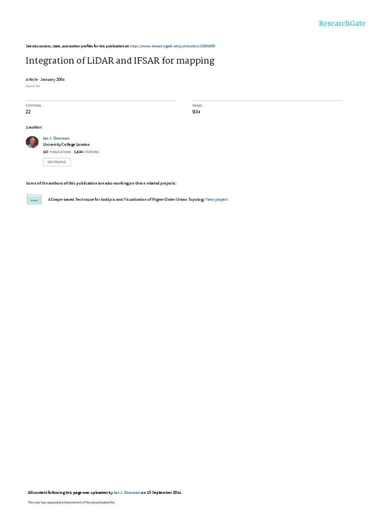 Integration of LiDAR and IfSAR | PDF | Lidar | Scientific Observation