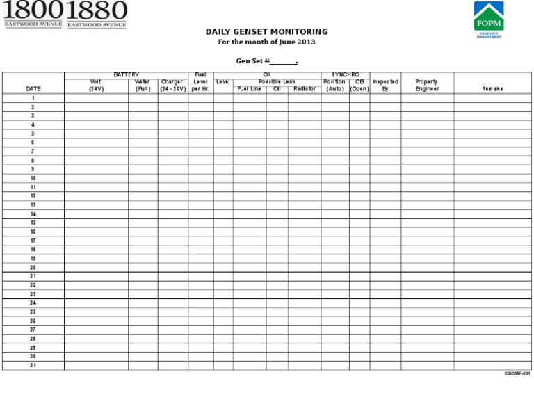 Daily Genset Monitoring | PDF