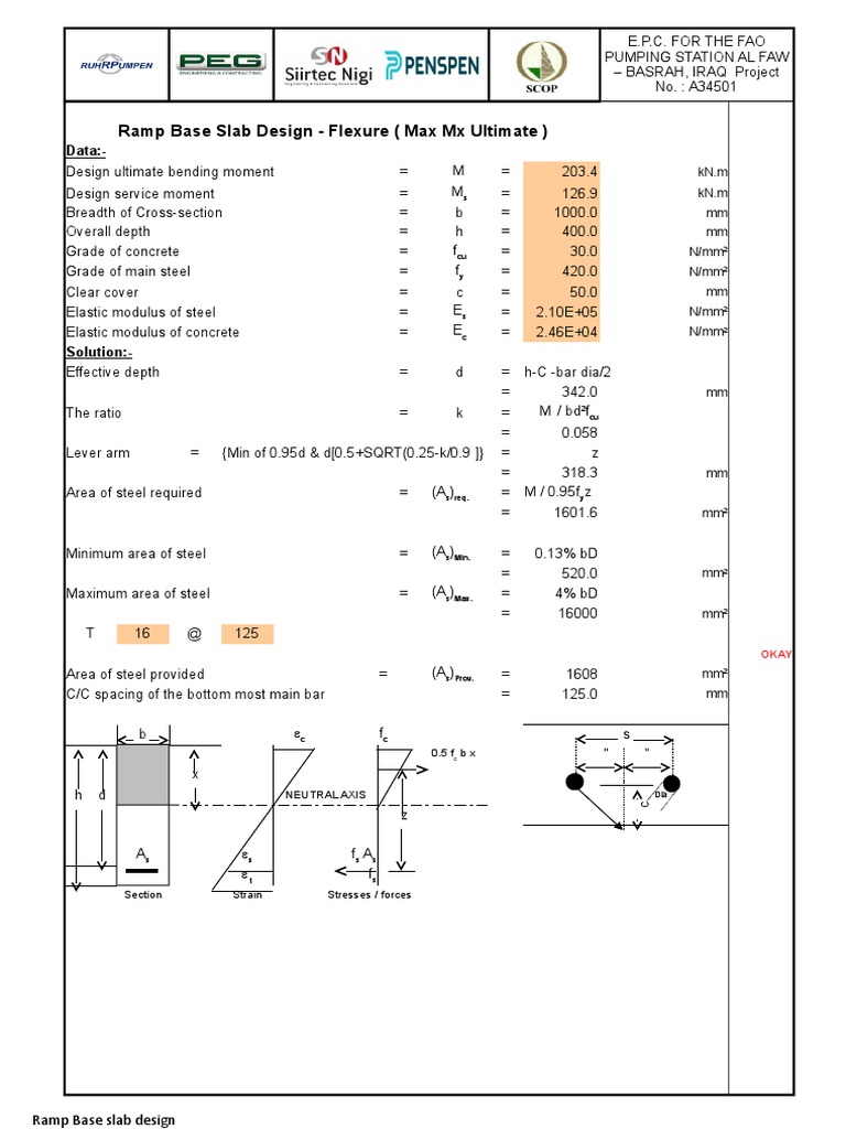 Base Slab Design - Ramp | PDF | Bending | Young's Modulus