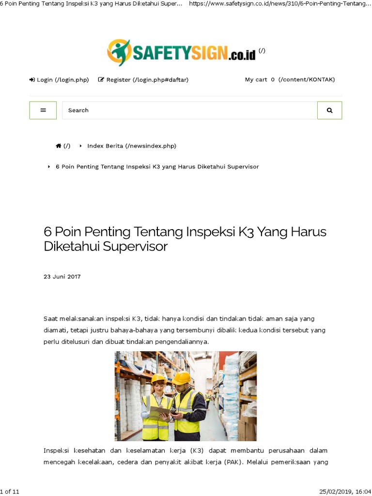 6 Poin Penting Tentang Inspeksi K3 Yang Harus Diketahui Supervisor | PDF