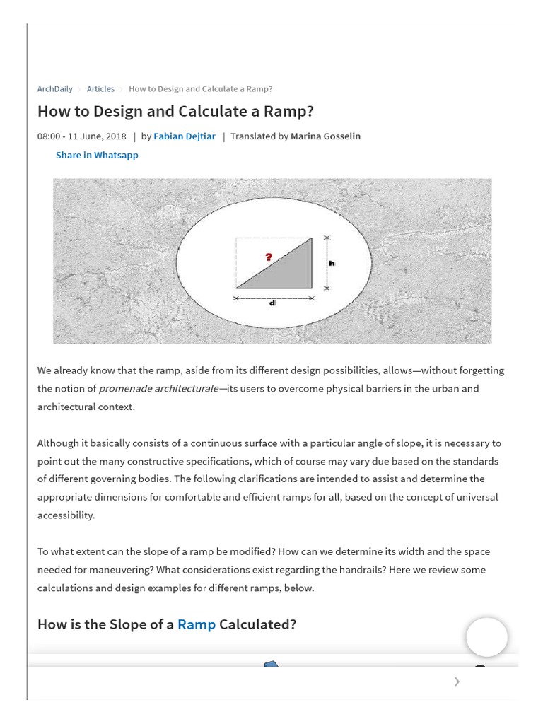 How To Design and Calculate A Ramp - ArchDaily | PDF | Slope | Teaching ...