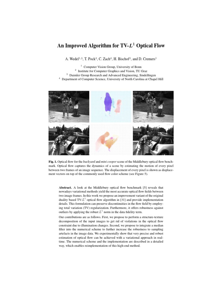 An Improved Algorithm For TV-L1 Optical Flow | PDF | Graphics ...