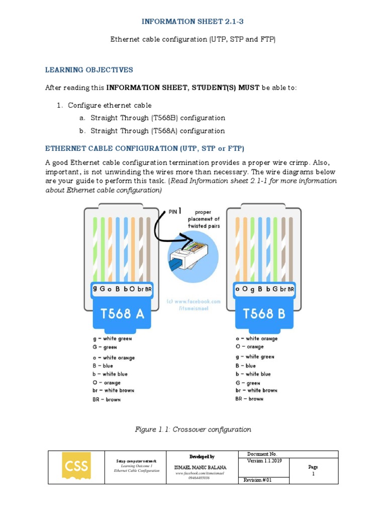 Ethernet Cable Configuration Guide | PDF | Computer Network ...
