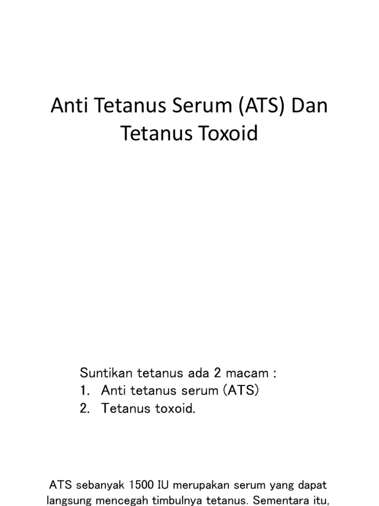 Anti Tetanus Serum (ATS) Dan Tetanus | PDF