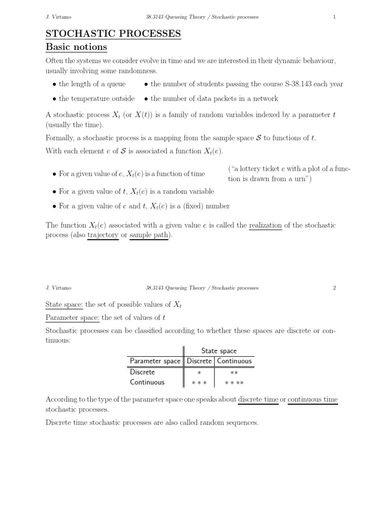 Stochastic Processes Basic Notions | PDF | Markov Chain | Stochastic ...