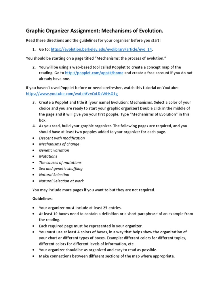 Mechanisms of Evolution Organizer Guide | PDF | Natural Selection ...
