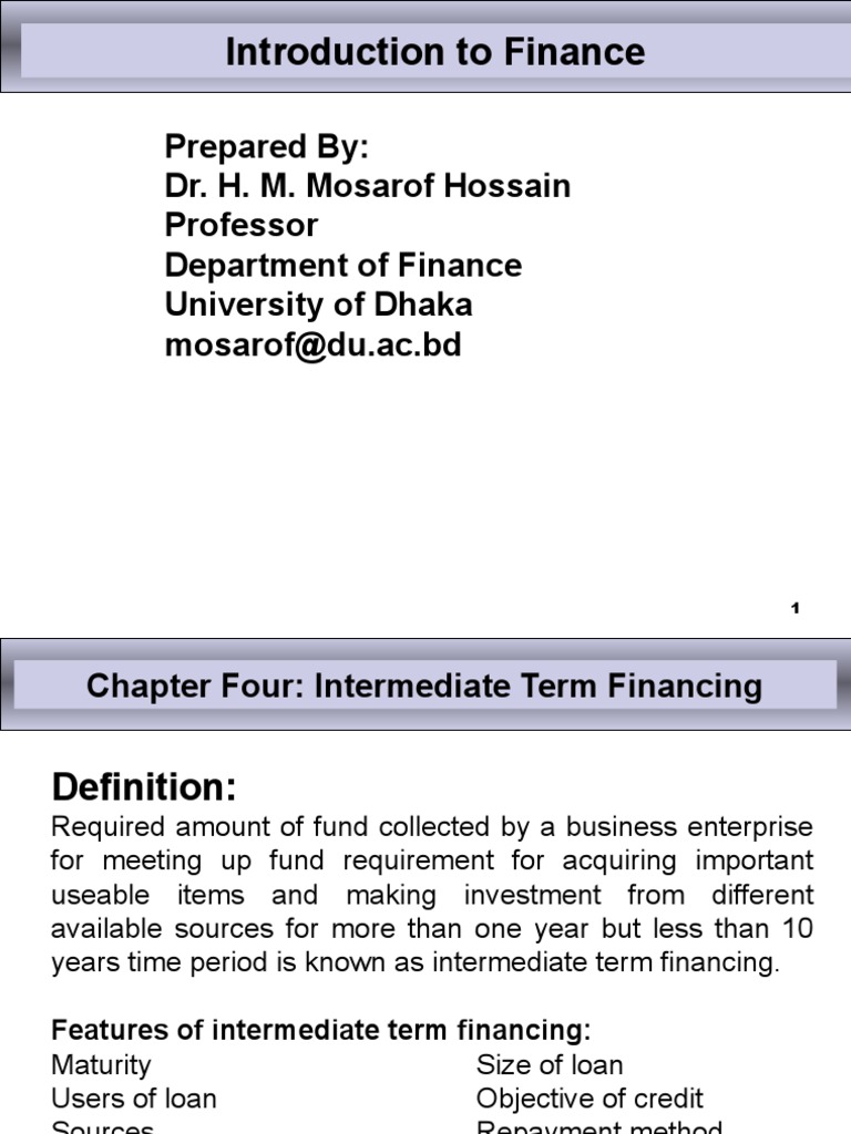 Chapter - 4 Intermediate Term Financing | PDF | Loans | Credit