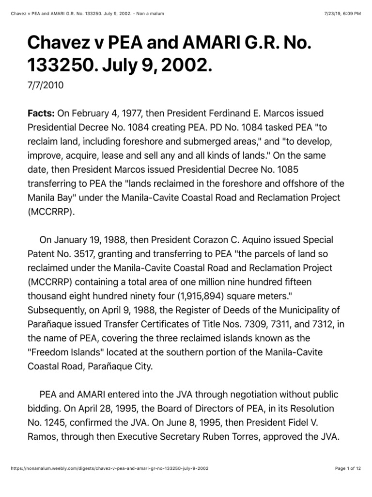 Chavez V PEA and AMARI | PDF | Freedom Of Information Laws By Country ...