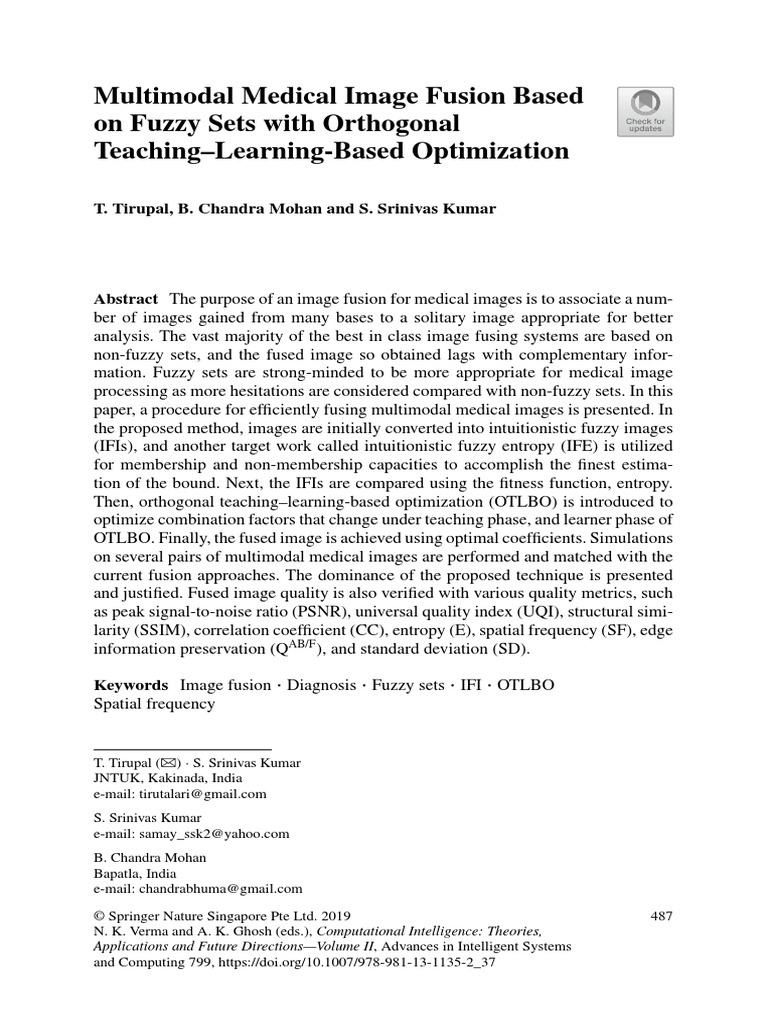 Multimodal Medical Image Fusion Based On Fuzzy Sets With Orthogonal Teaching-Learning-Based ...