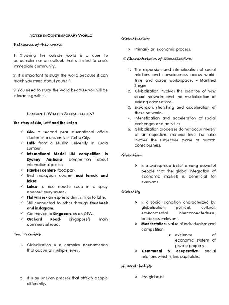 Globalization Notes | PDF | Mass Media | Trade
