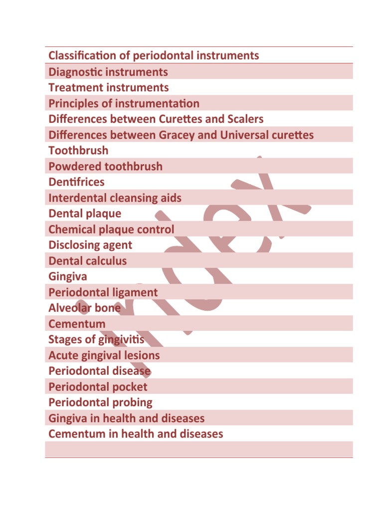Classification of Periodontal Instruments | PDF