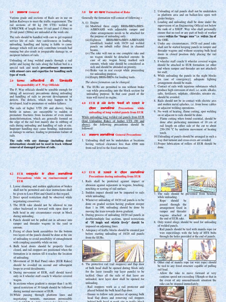 Pamphlet On Unloading of Long Welded Panels - Final | PDF | Track (Rail ...
