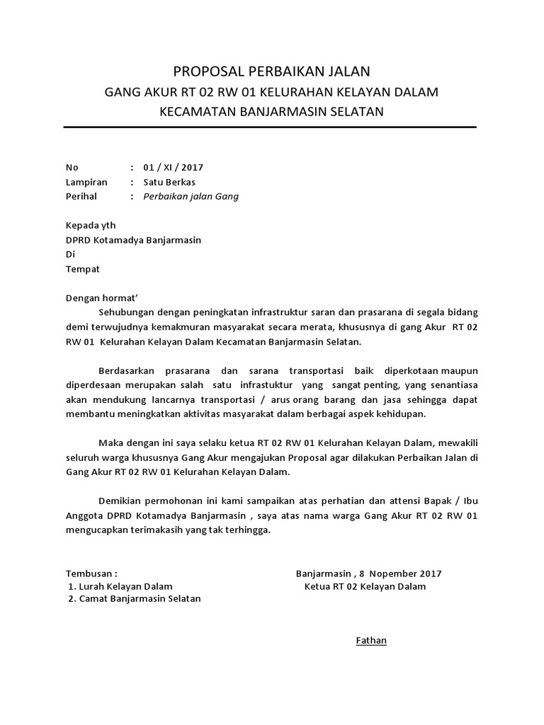 Proposal Perbaikan Jalan | PDF